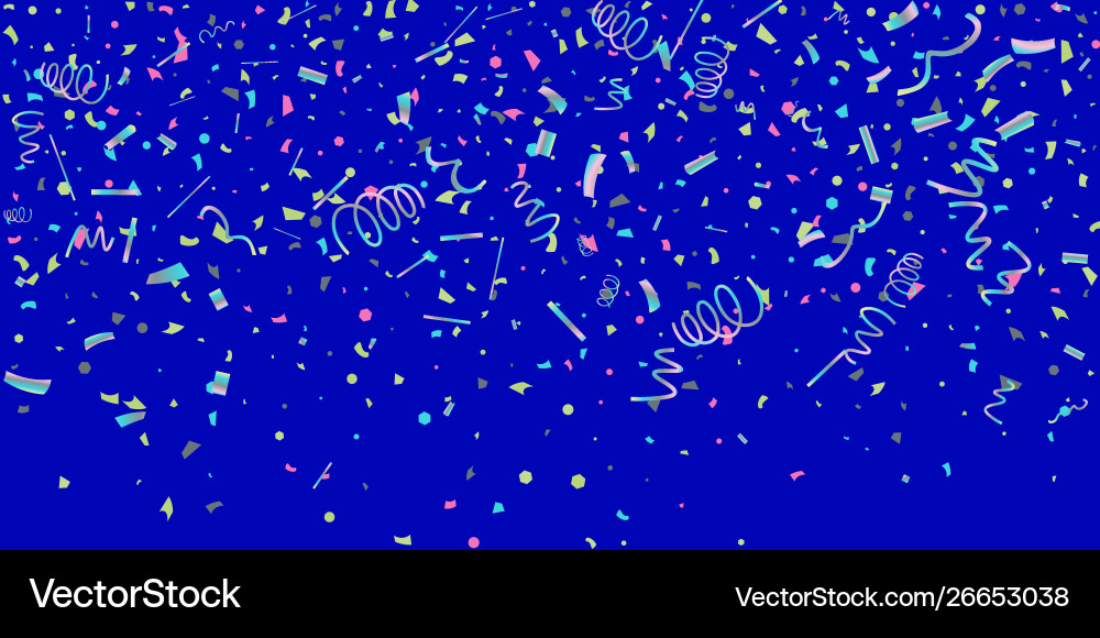 Colorful colored confetti on a blue background Vector Image
