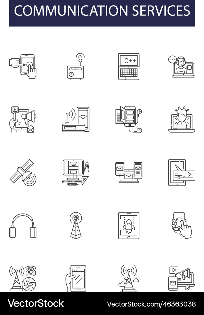 Communication services line icons and signs Vector Image