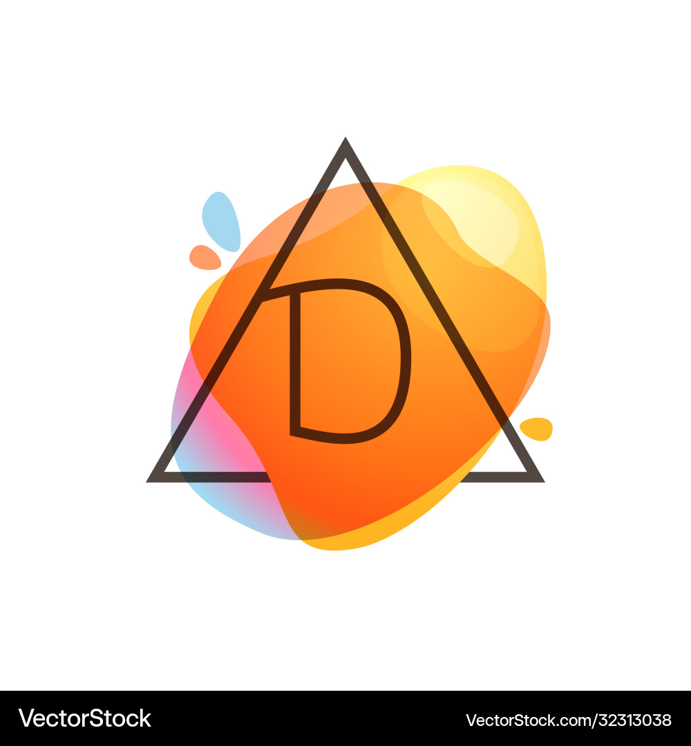 D letter logo in triangle frame at watercolor Vector Image