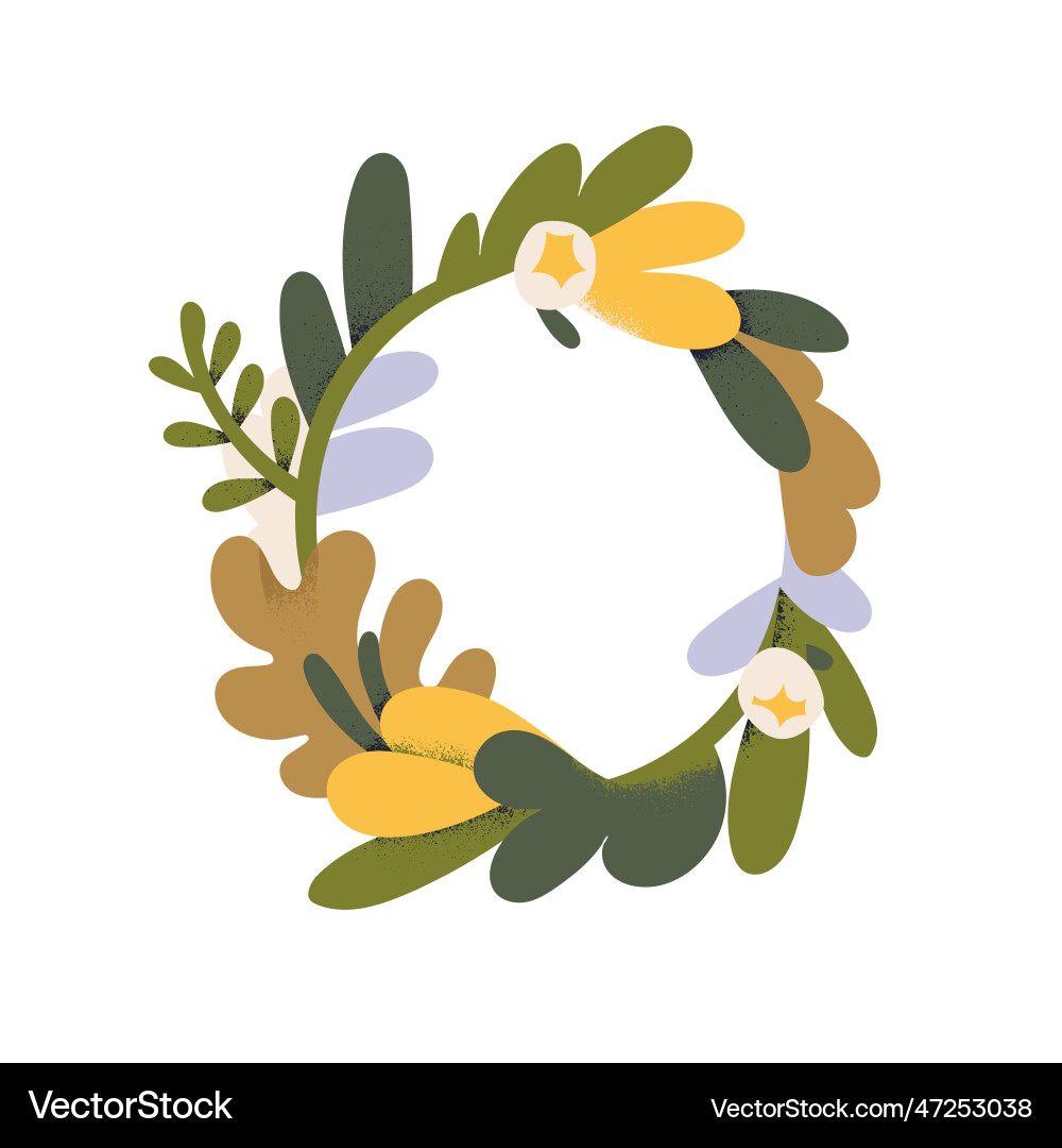 Floral wreath flower and leaf circle frame Vector Image