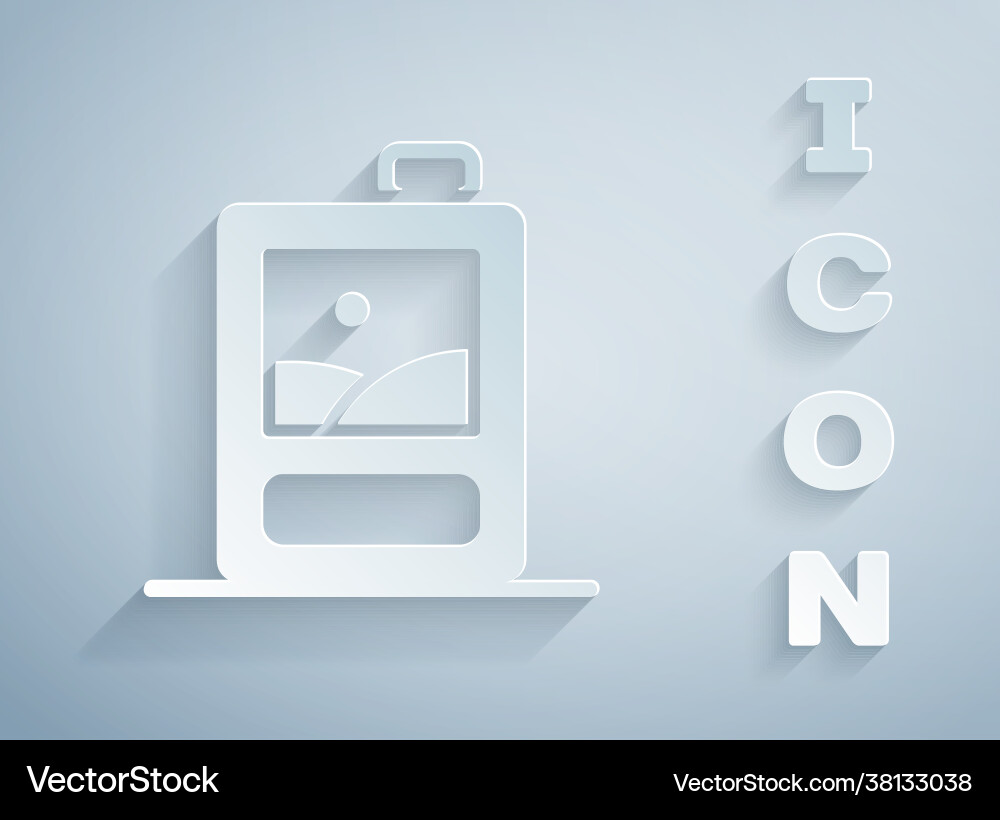 Paper cut cardboard box wine icon isolated Vector Image