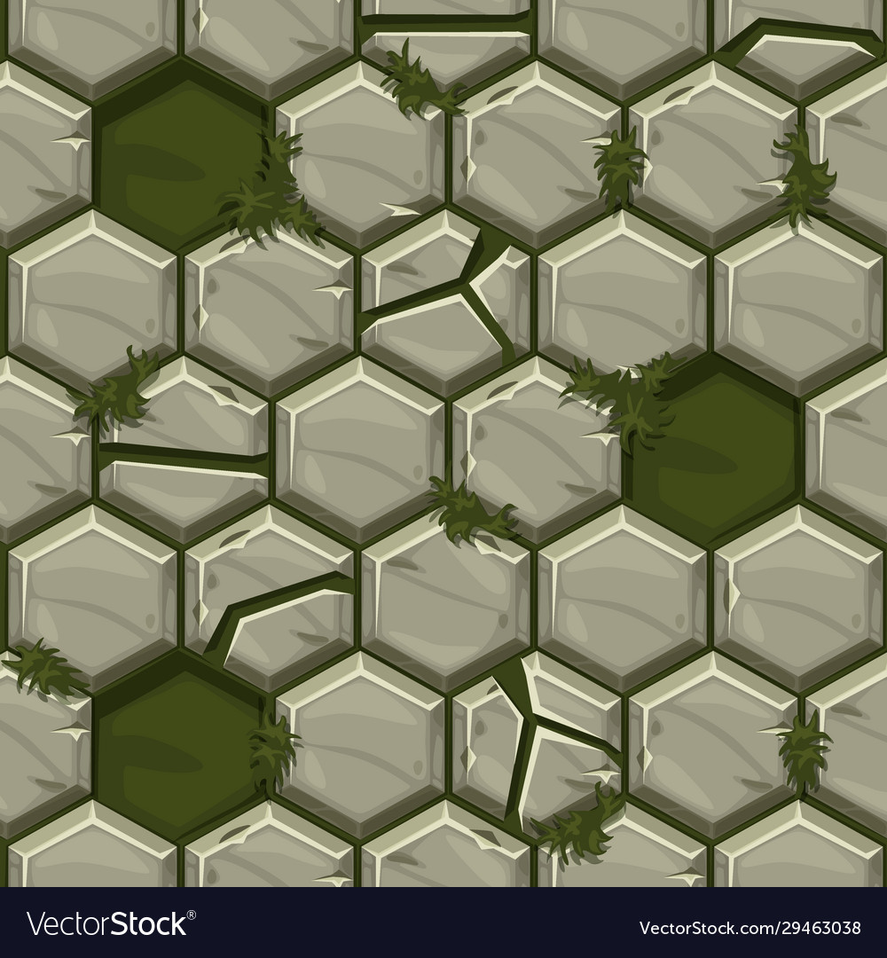 Seamless pattern hexagonal old stone paving Vector Image