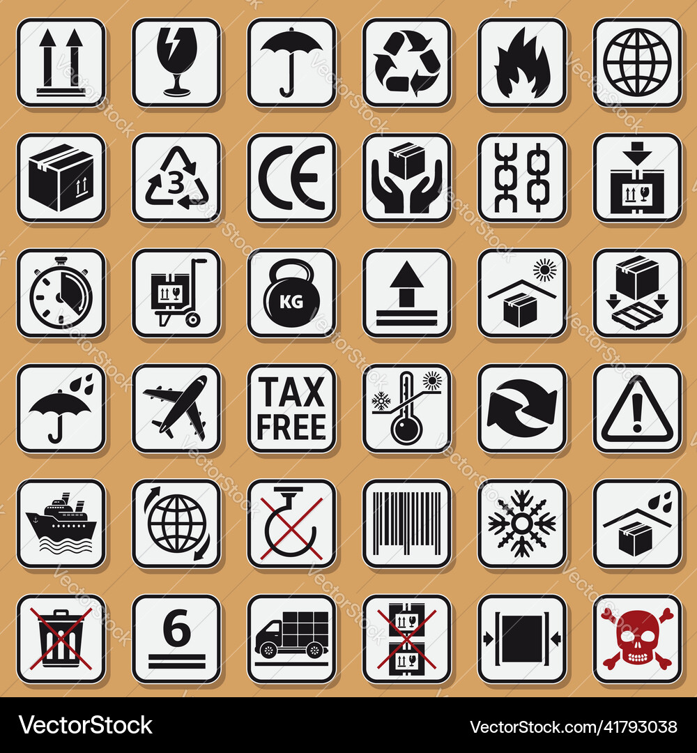 Set of packaging symbols Royalty Free Vector Image
