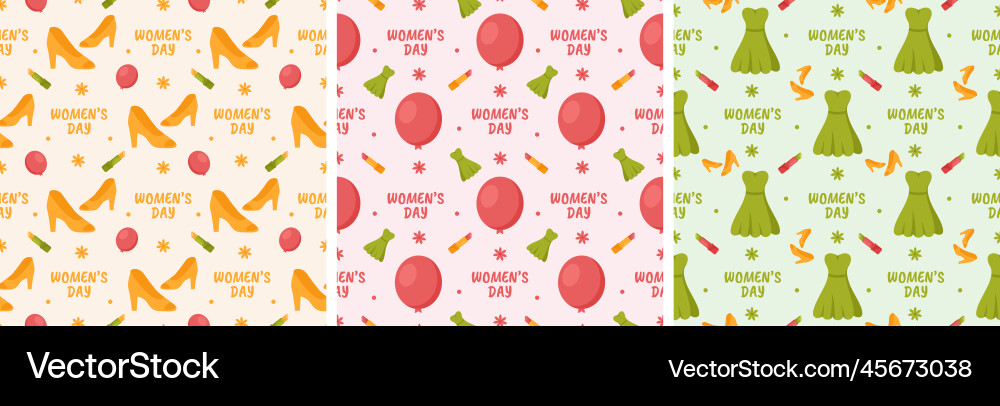 Set of women day seamless pattern design Vector Image
