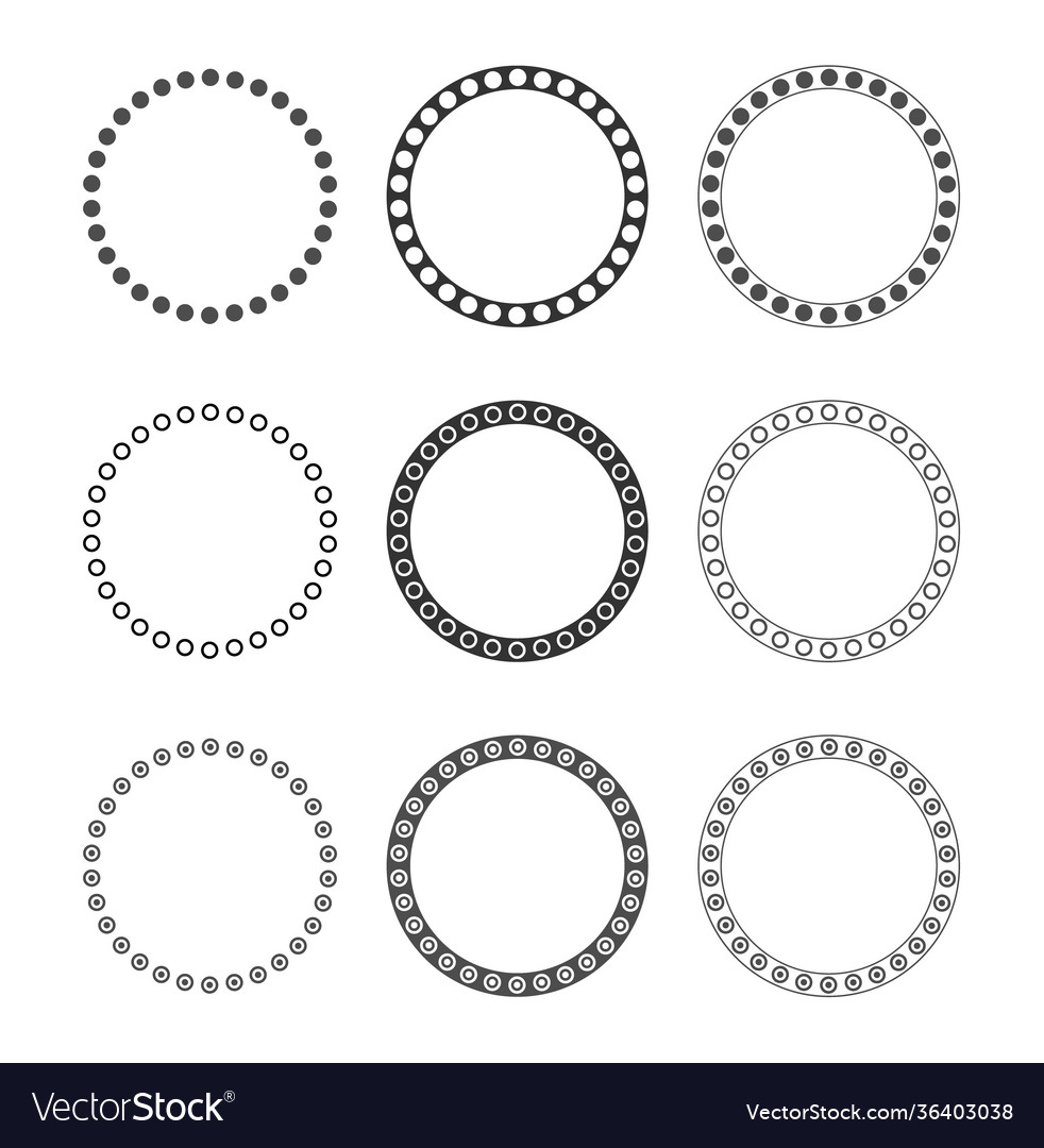 Set rings made circles empty and filled Royalty Free Vector