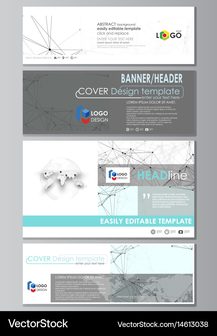Social media and email headers set modern banners Vector Image