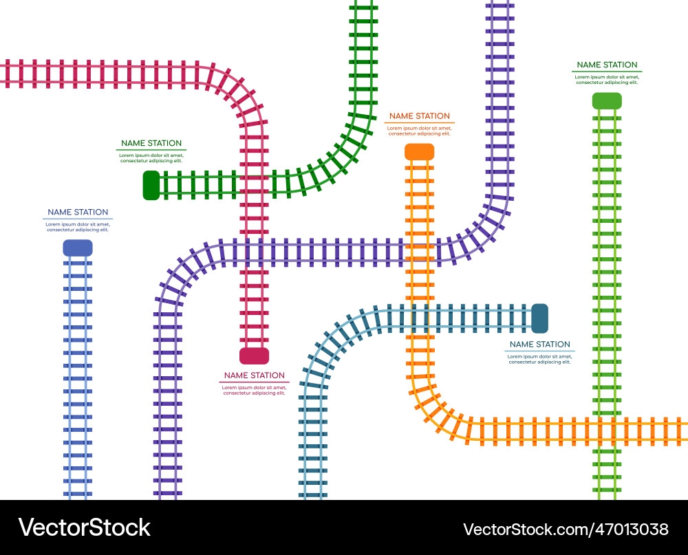 Train railway rail track infographic railroad Vector Image