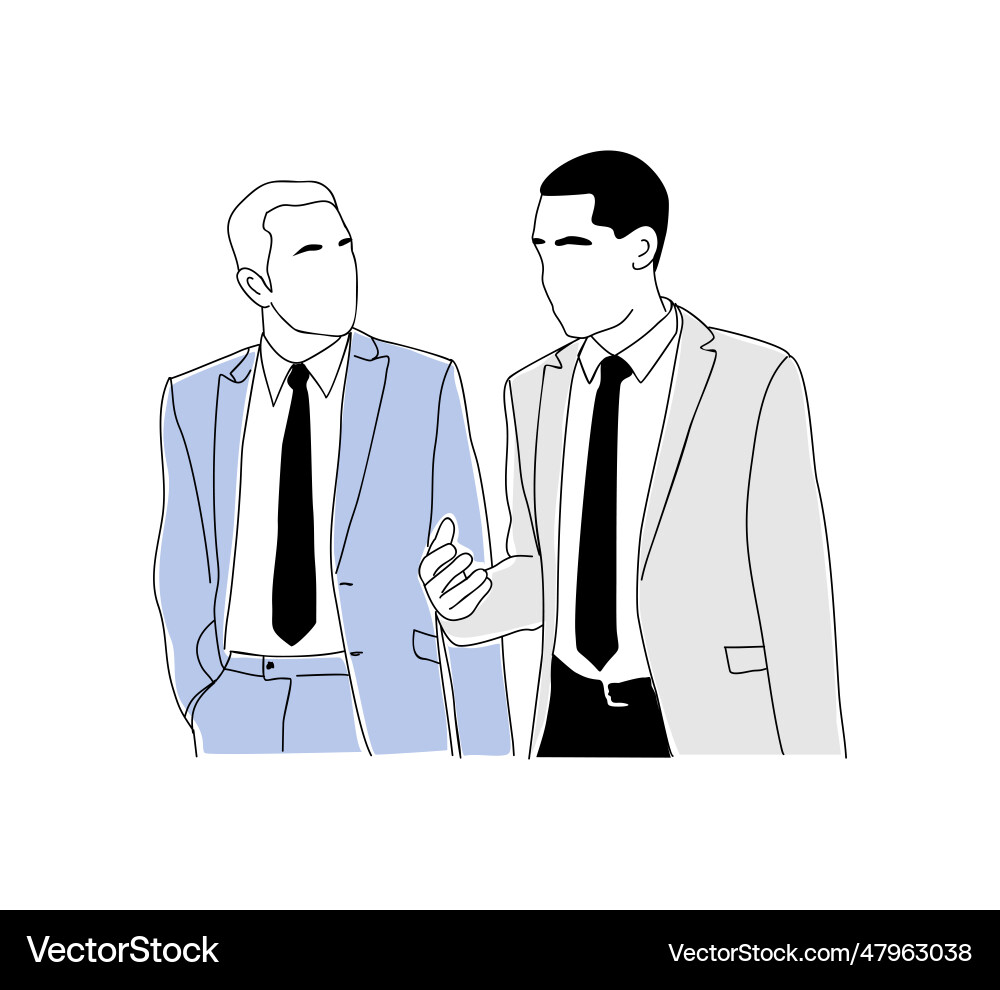Two business men talking discussing art Royalty Free Vector