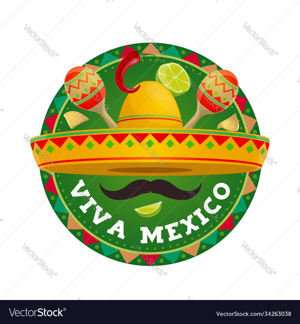 Viva mexico icon mexican culture symbols Vector Image