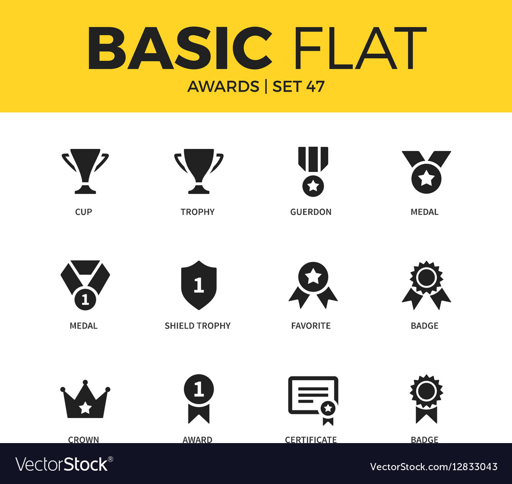 Basic set awards icons Royalty Free Vector Image