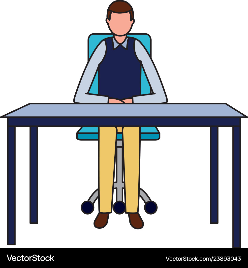 Businessman sitting office desk working Royalty Free Vector