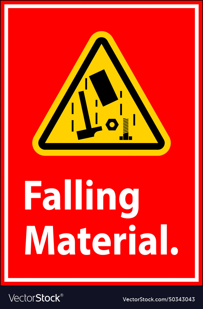 Caution sign falling material Royalty Free Vector Image