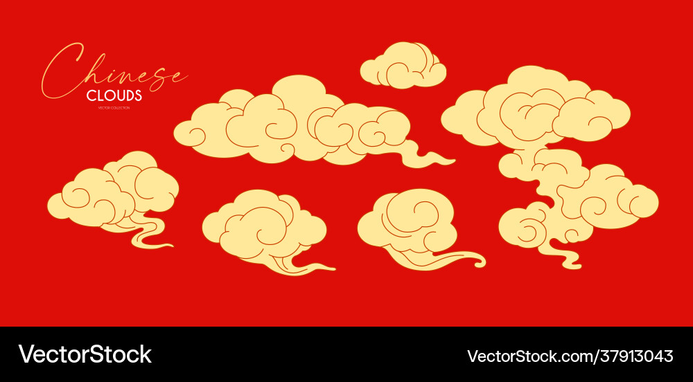 Chinese clouds collection traditional asian Vector Image