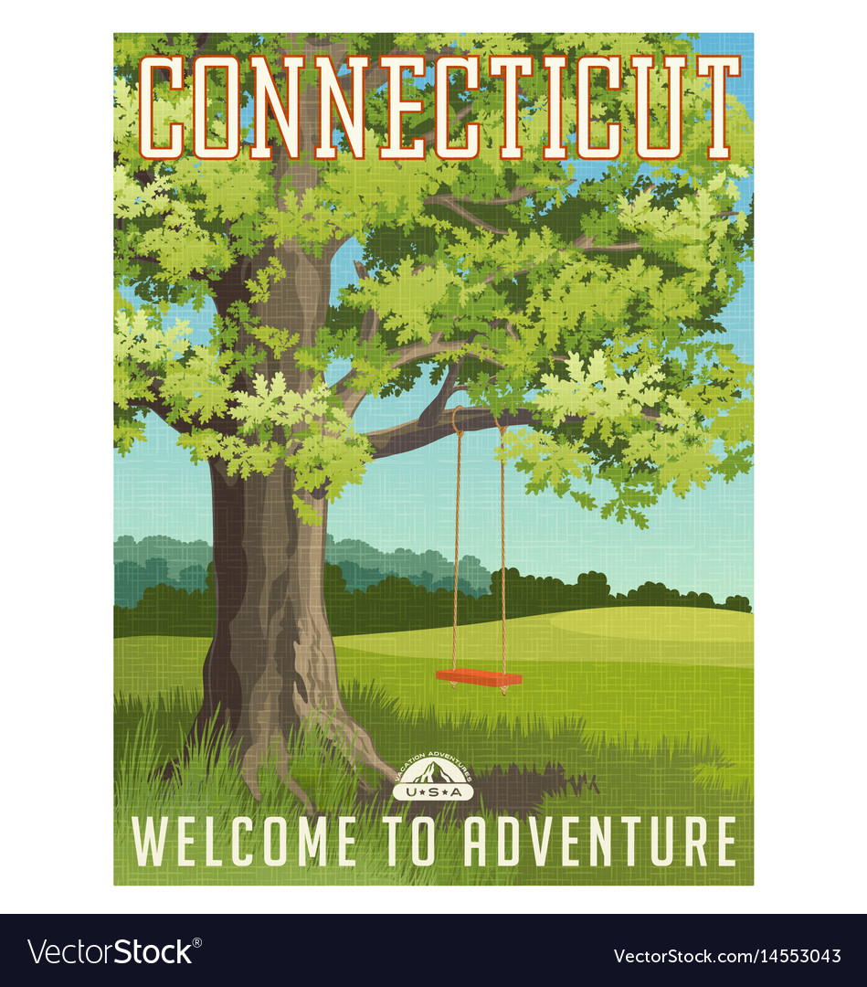 Connecticut travel poster or sticker Royalty Free Vector