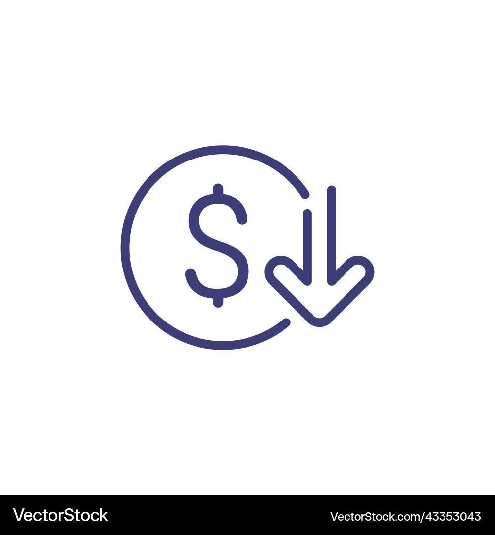 Cost reduction icon price lower arrow low Vector Image