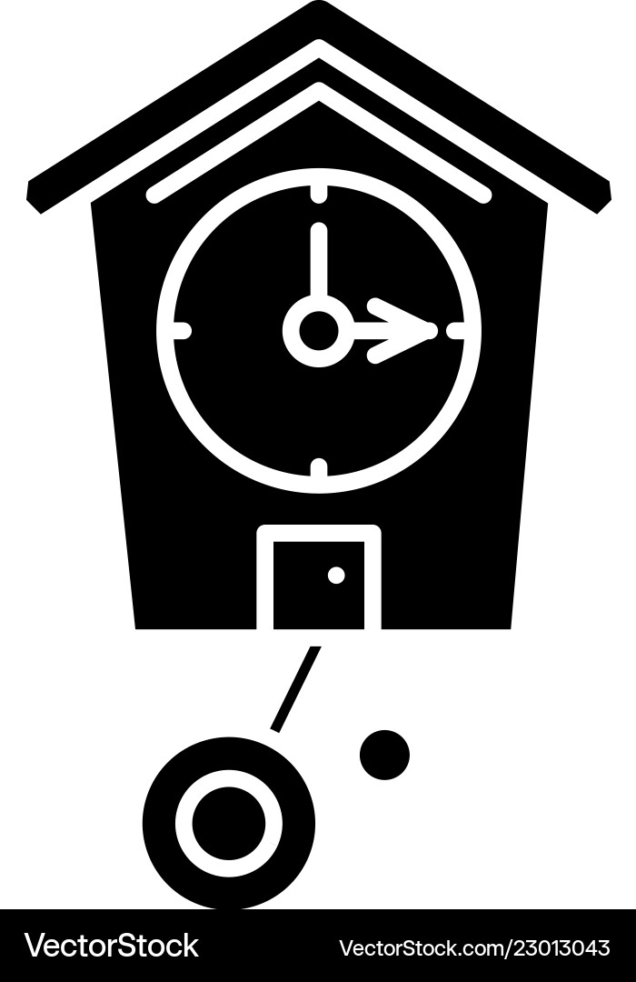 Cuckoo-clock black icon sign on isolated Vector Image