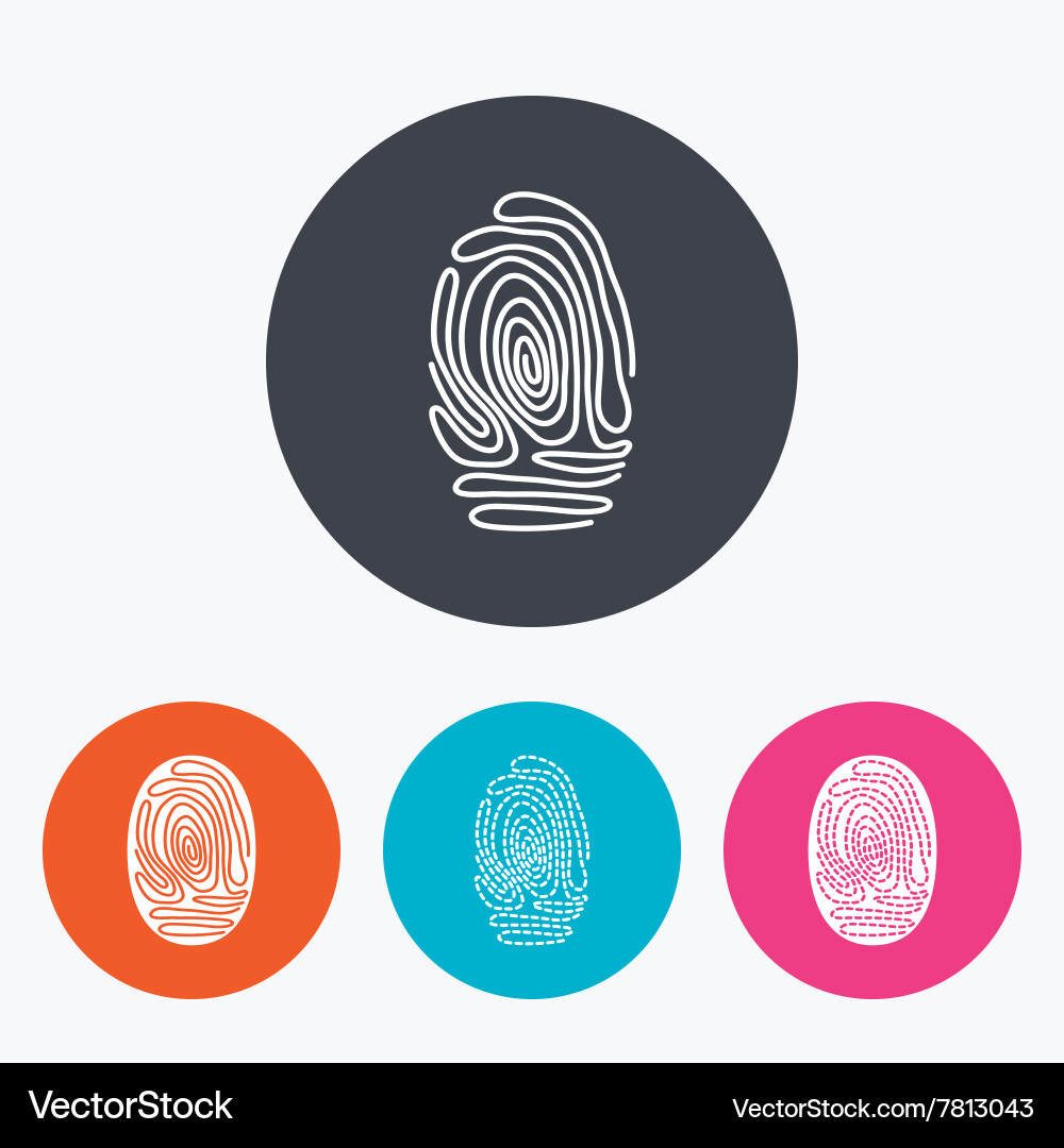 Fingerprint icons identification signs Royalty Free Vector