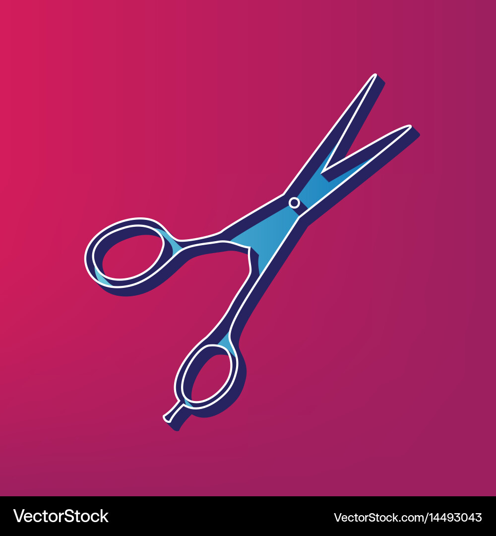 Hair cutting scissors sign blue 3d Royalty Free Vector Image