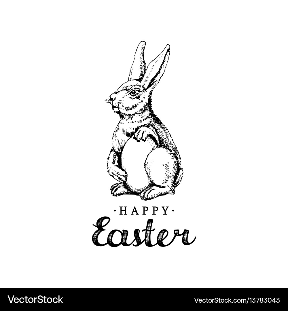 Happy easter hand lettering greeting card Vector Image