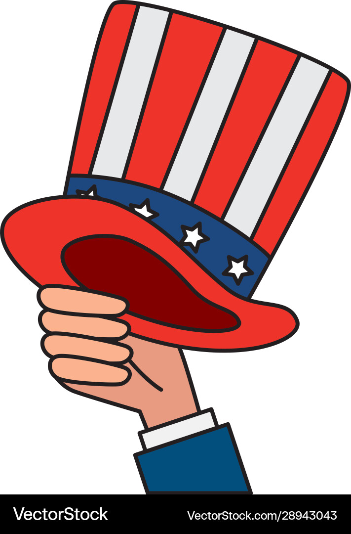 Isolated hand holding usa hat design Royalty Free Vector