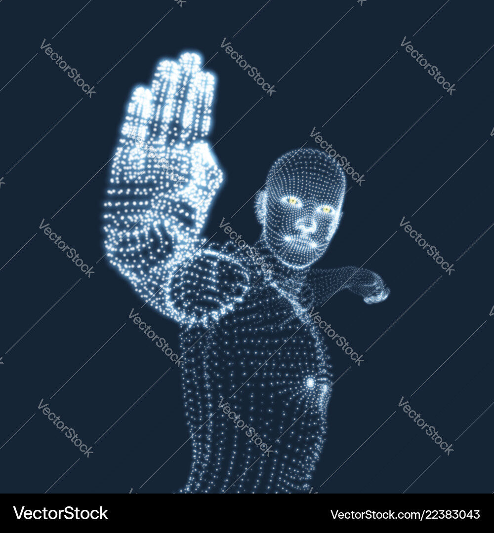 Man with hand up to stop human showing Royalty Free Vector
