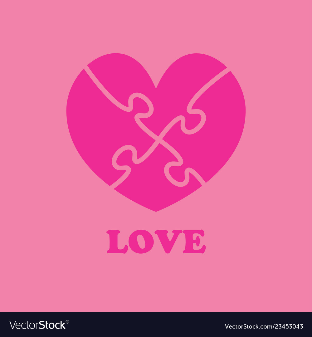 Pink pieces puzzle heart valentine day symbol Vector Image