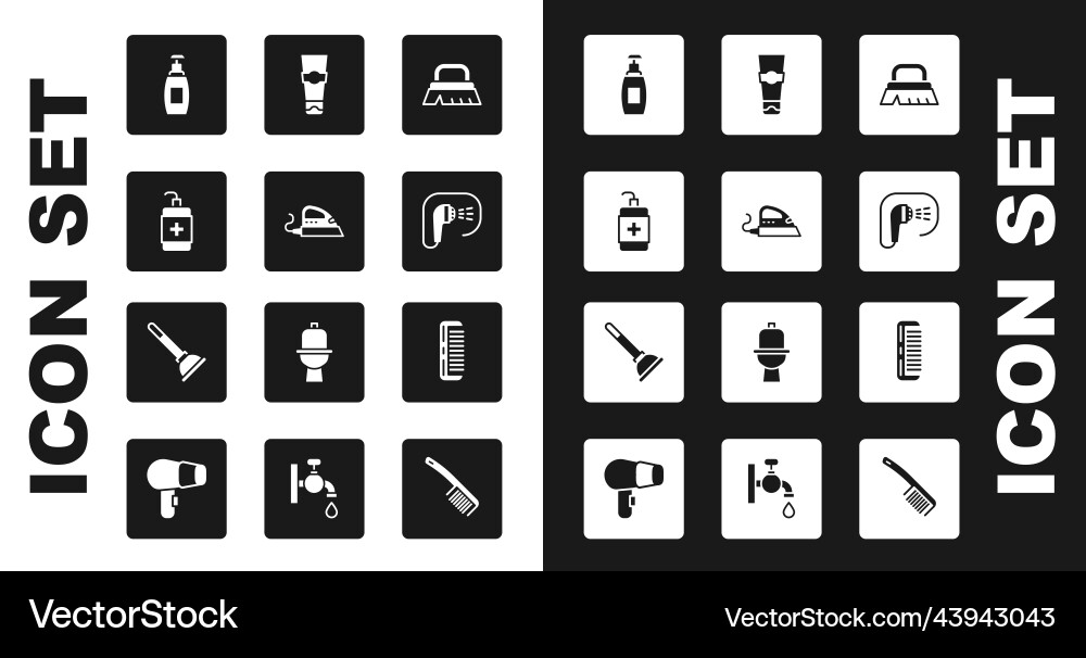 Set brush for cleaning electric iron hand Vector Image