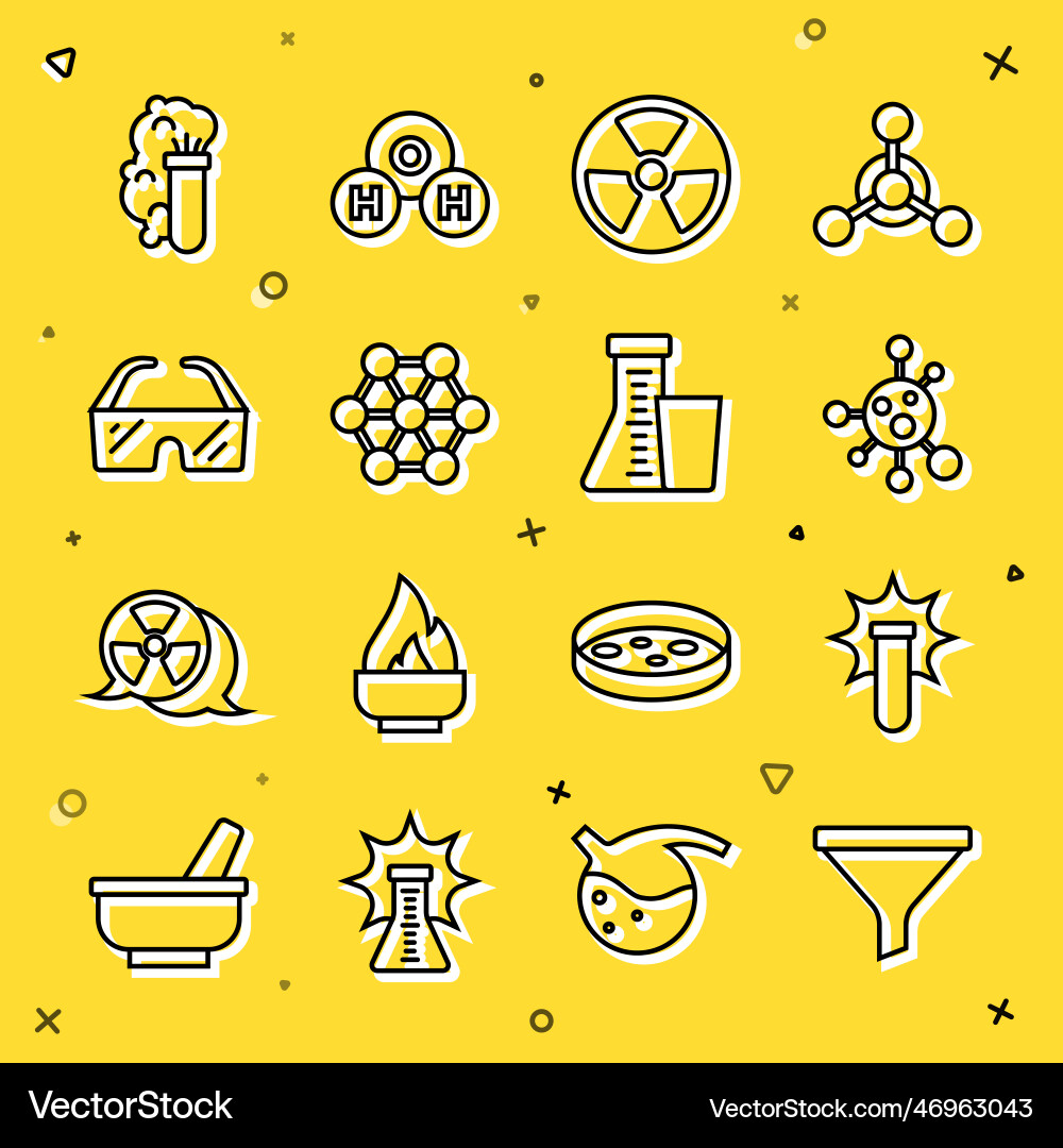 Set line funnel or filter chemical explosion Vector Image