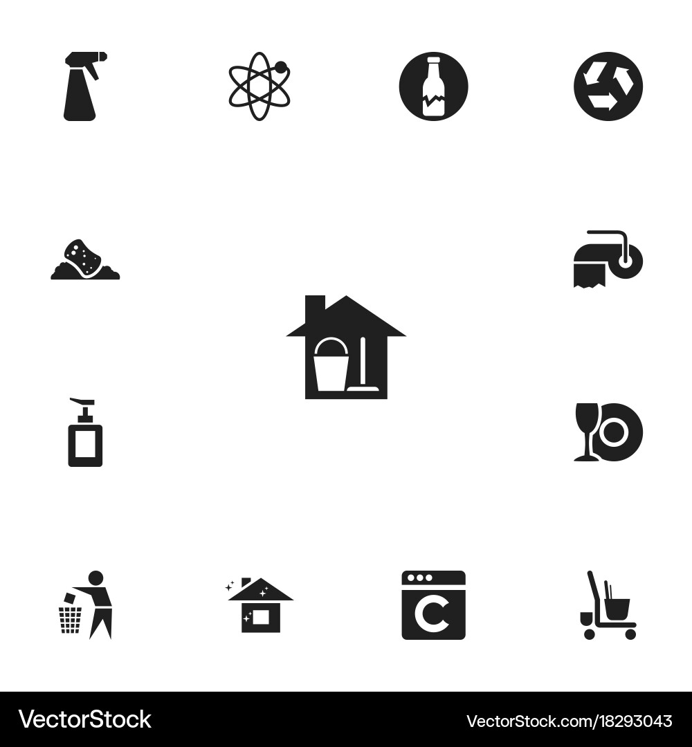 Set of 13 editable cleaning icons includes Vector Image