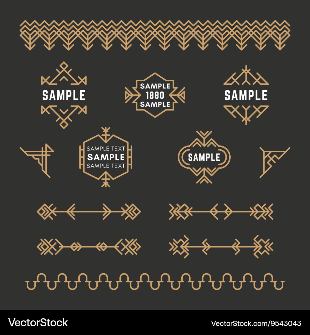 Set of line art decorative geometric frames Vector Image