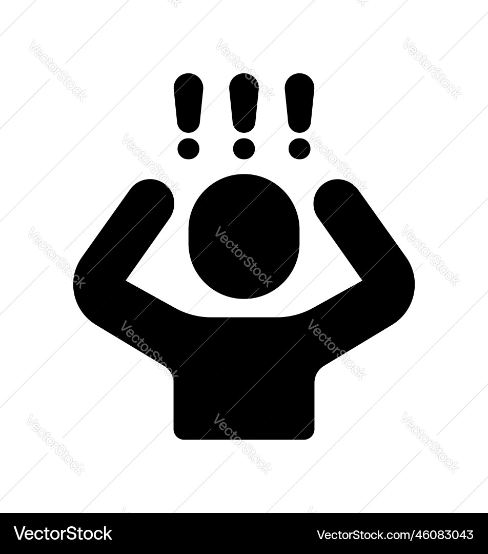 Silhouette person icon surprised amazed Royalty Free Vector