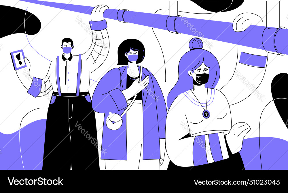 Social distancing - colorful flat design style Vector Image