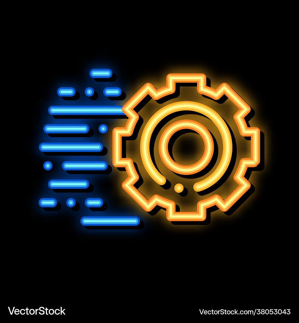 Speed fast gear neon glow icon Royalty Free Vector Image