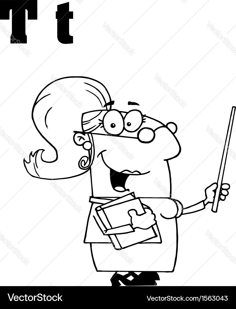 Teacher cartoon with letter Royalty Free Vector Image