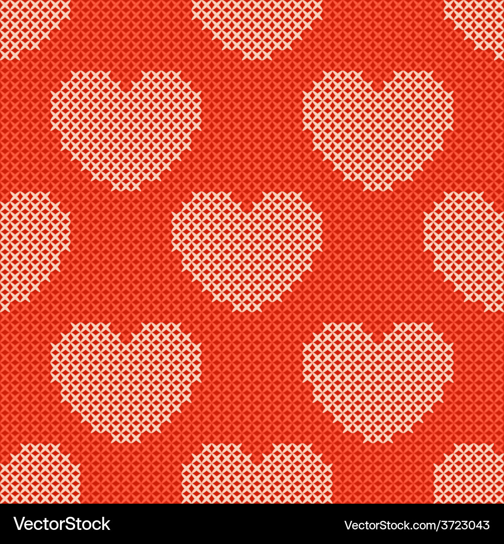Valentines day red knitted seamless pattern Vector Image