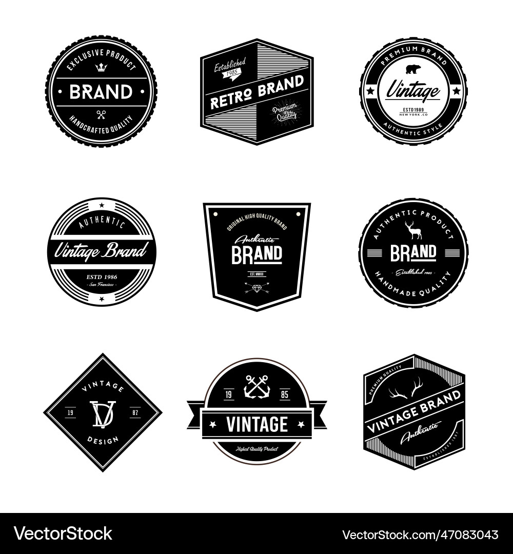 Vintage retro brand badges Royalty Free Vector Image
