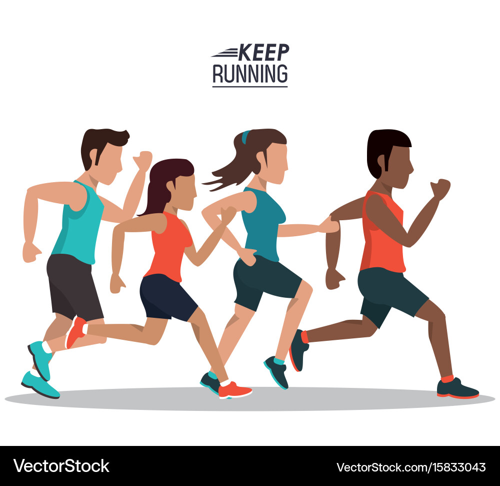 White background of poster keep running with set Vector Image