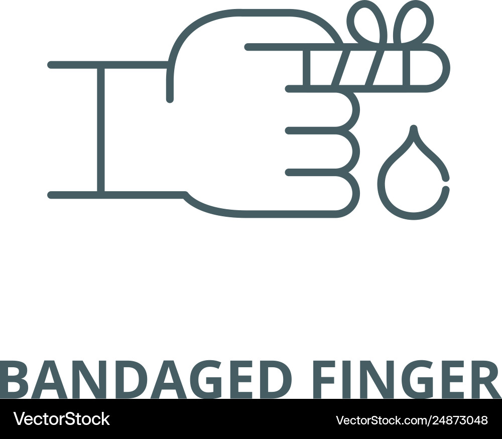 Bandaged finger line icon Royalty Free Vector Image
