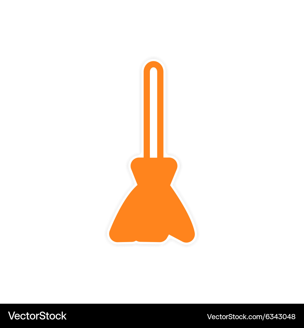 Bright stylish sticker broom on a white background
