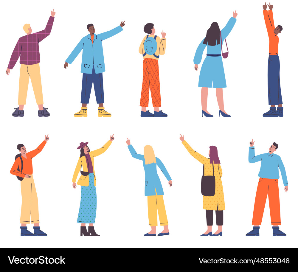 Cartoon people looking up flat style men Vector Image