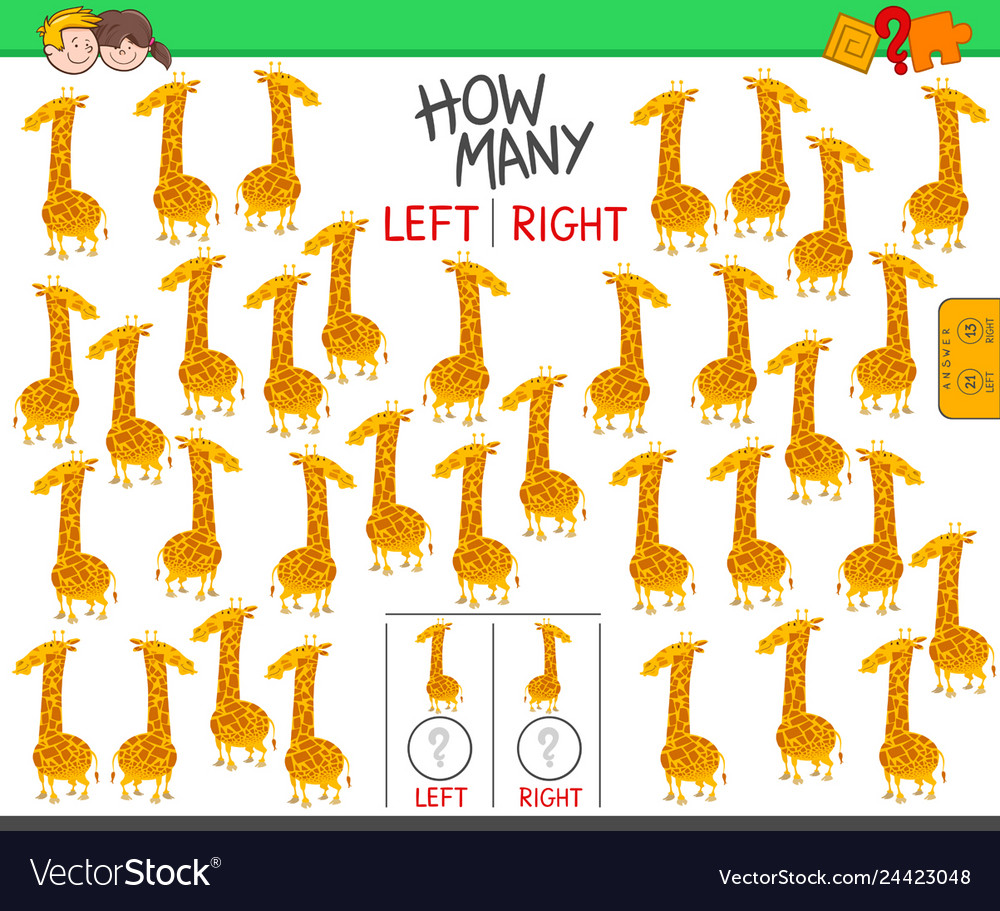 Counting left and right pictures of giraffe Vector Image