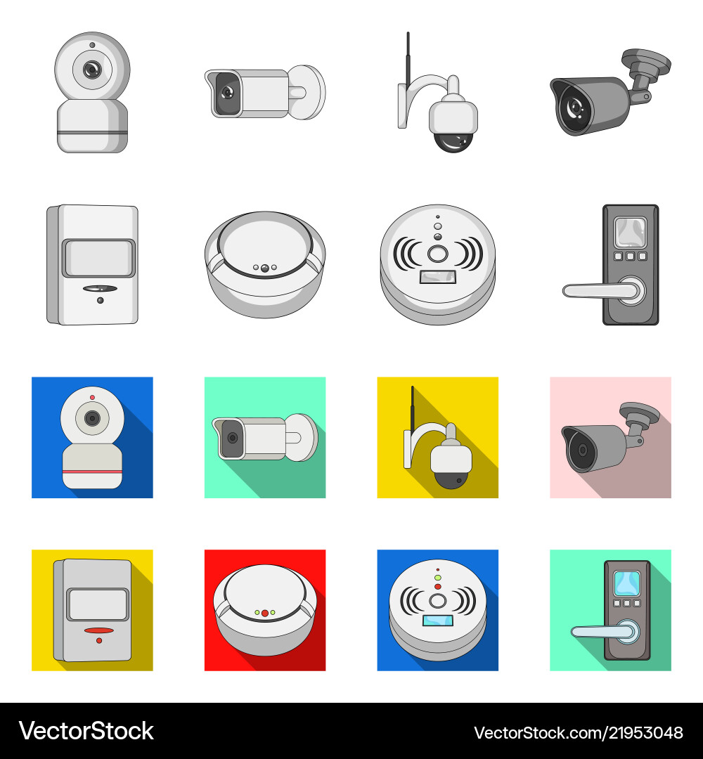 Design of cctv and camera icon set Royalty Free Vector Image