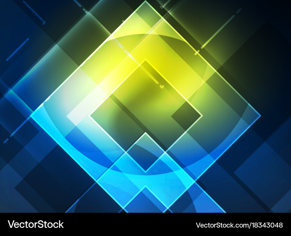Glowing squares in the dark digital abstract Vector Image