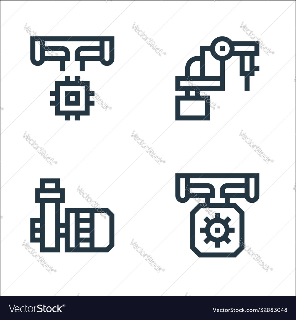 Manufacturing line icons linear set quality line Vector Image