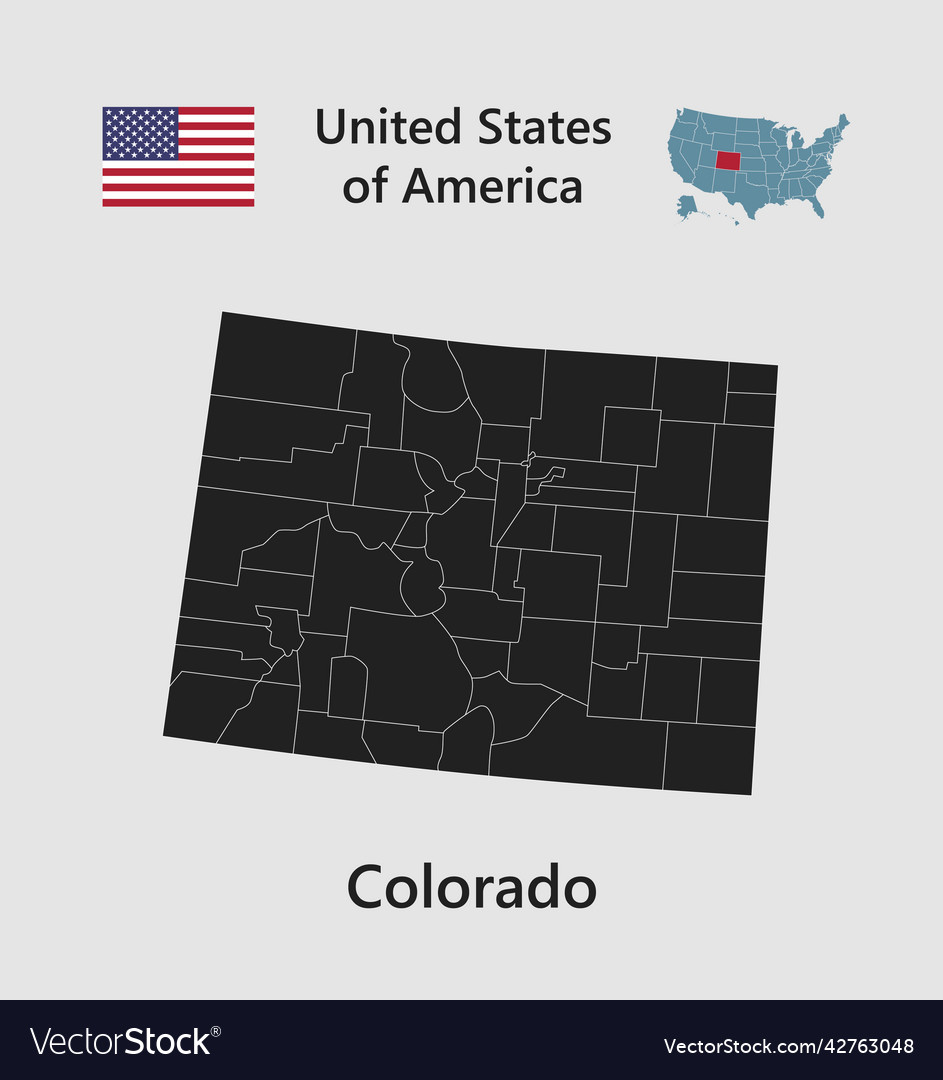 Map state colorado flag and usa Royalty Free Vector Image