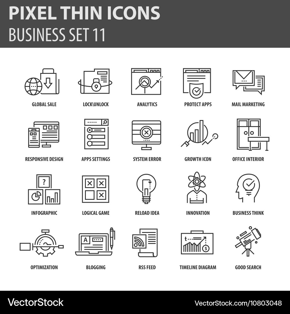 Modern thin line icons set for business Royalty Free Vector