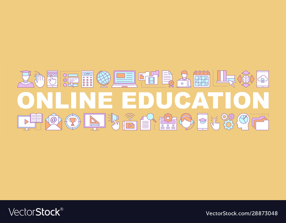 Online education word concepts banner Royalty Free Vector