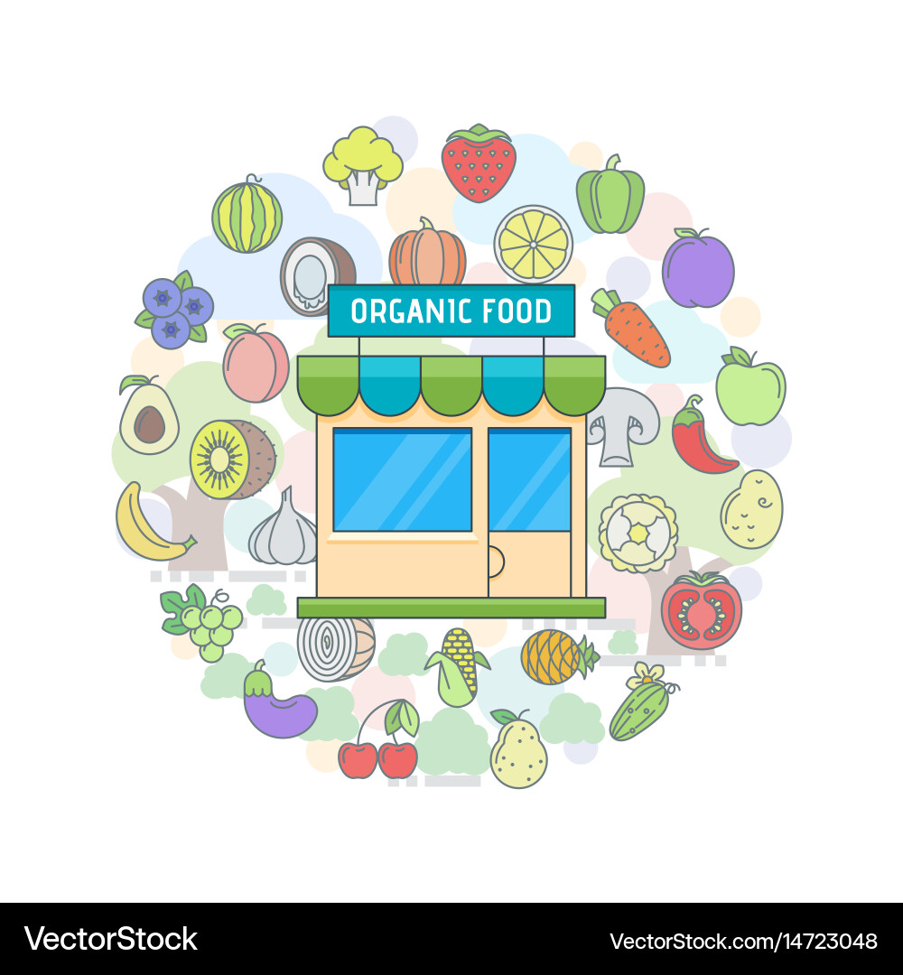 Organic food shop Royalty Free Vector Image - VectorStock