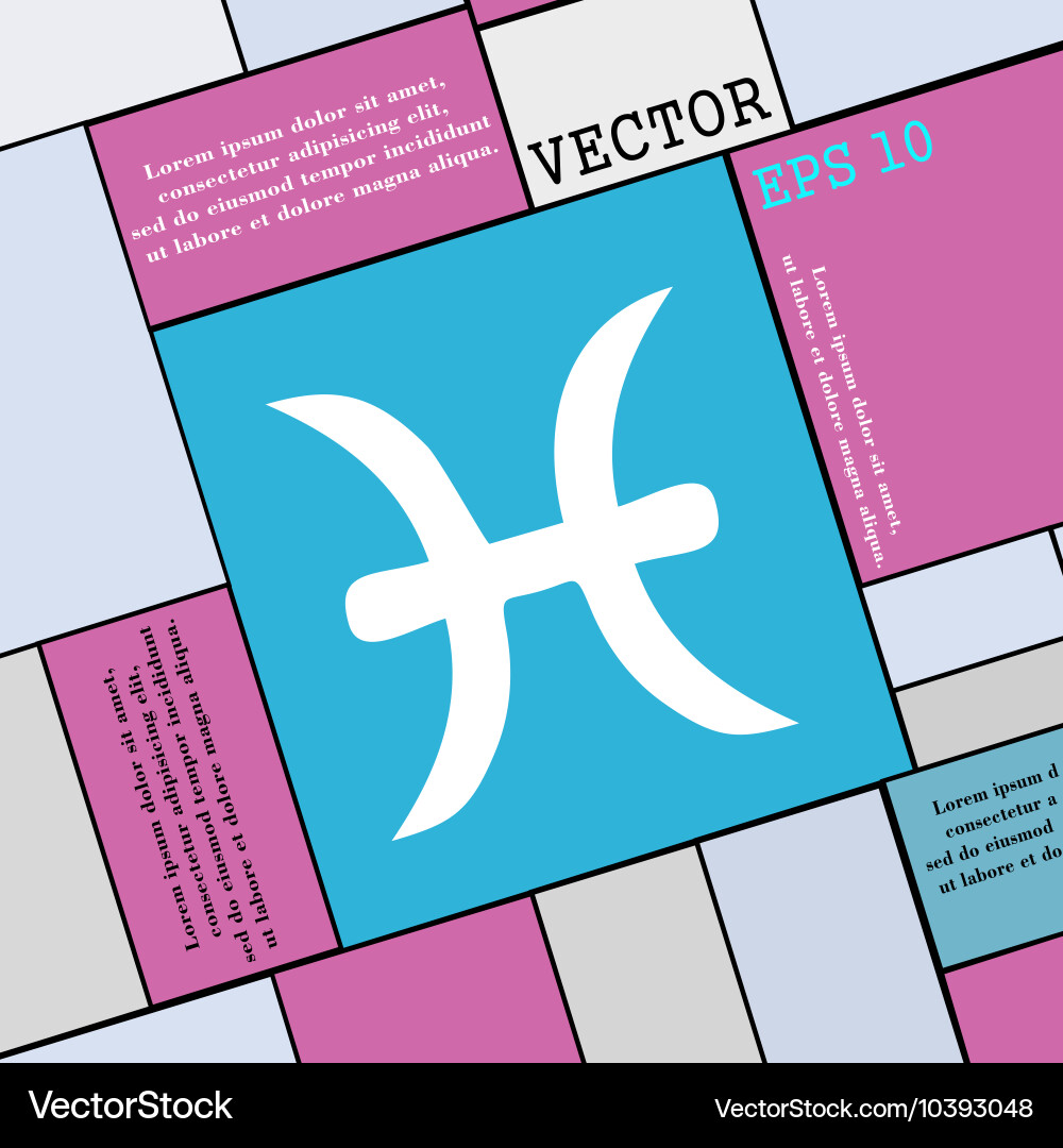 Pisces zodiac sign icon modern flat style Vector Image
