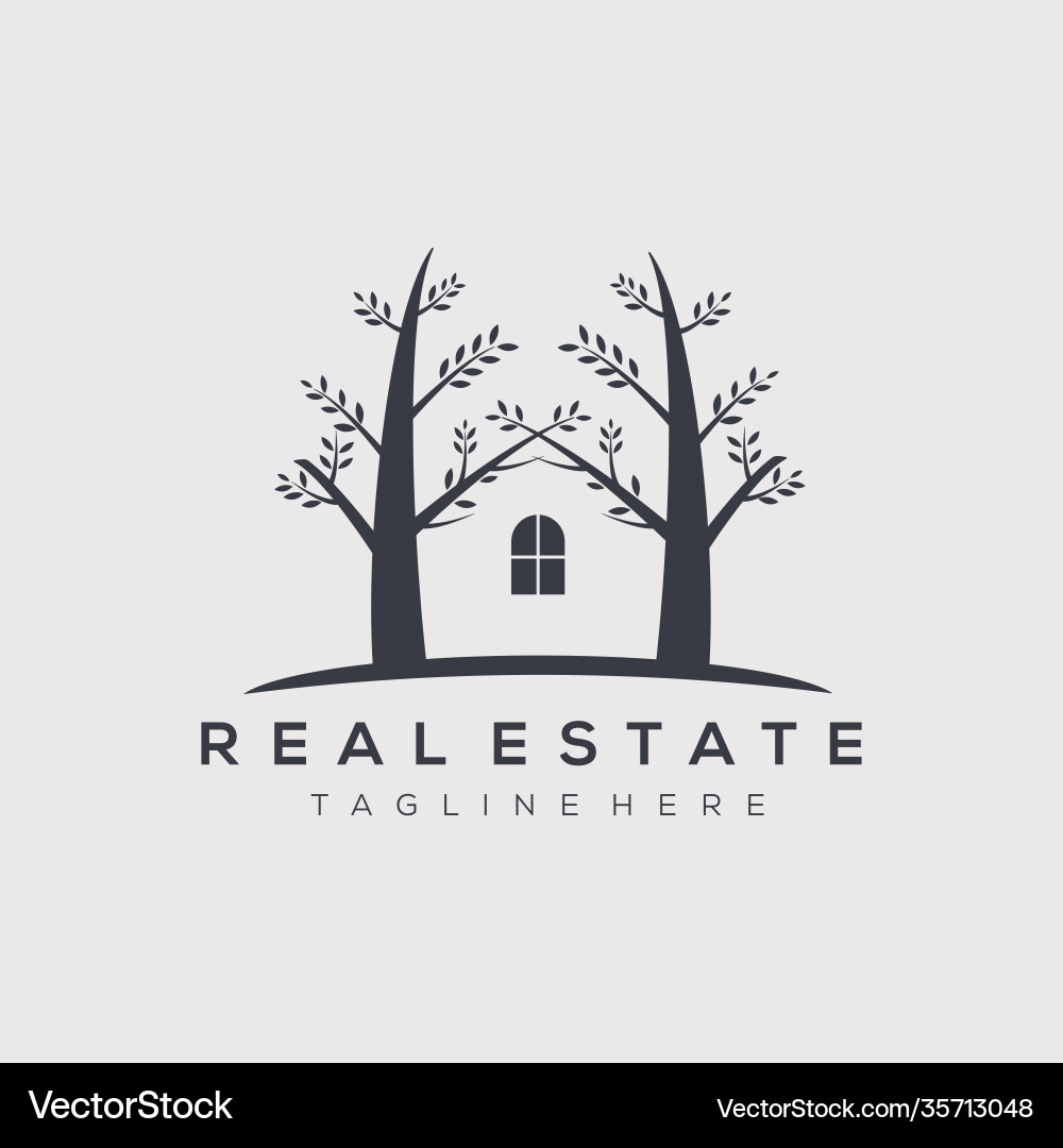 Real estate logo design tree house symbol Vector Image
